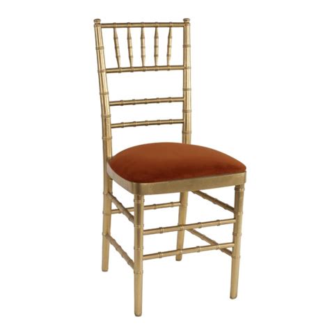 Rent The Gold Chiavari Chair With Copper Suede Cort Party Rental