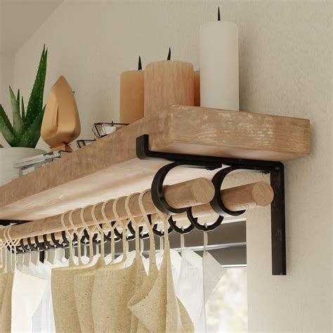Mksteelco Double Curtain Rod Shelf Brackets Handmade Heavy Duty Above