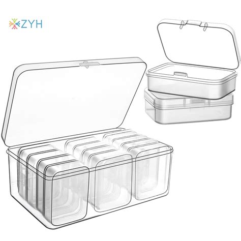 Zyh 12 Pack Plastic Clear Storage Box Organizer Small Storage