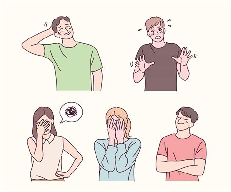 People With Embarrassing Expressions Hand Drawn Style Vector Design