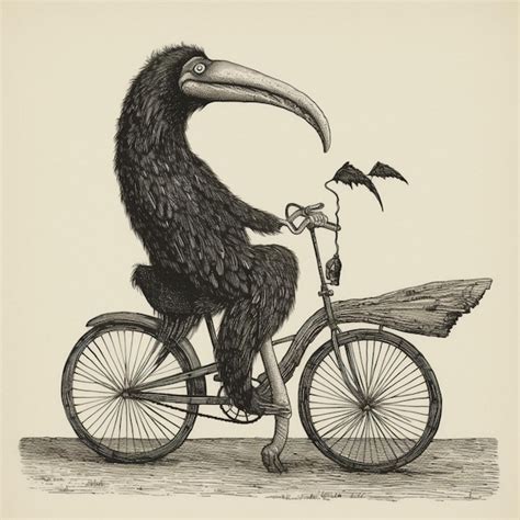 Premium Photo There Is A Bird Riding A Bike With A Bird On The Back