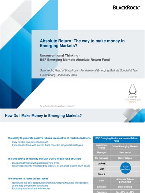 Sam Vecht Head Of The Fundamental Emerging Markets Specialist Team Blackrock Pdf Stock