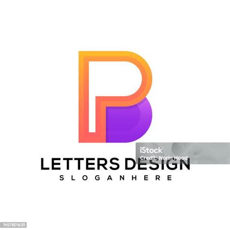 Abstract Modern Pb Letters Design Vector Illustration Stock