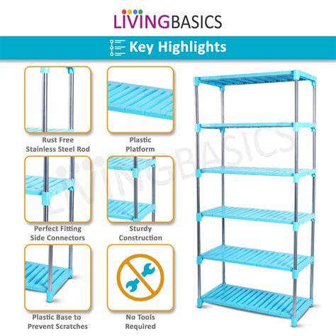6 Layer Blue Multipurpose Storage Rack Livingbasics