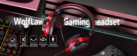 Wolflaws Gaming Headset For Ps5 Ps4 Pc Xbox One Switch