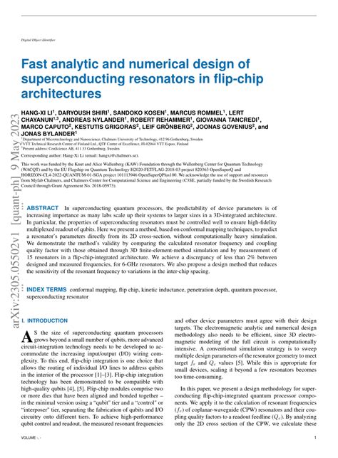 Pdf Fast Analytic And Numerical Design Of Superconducting Resonators