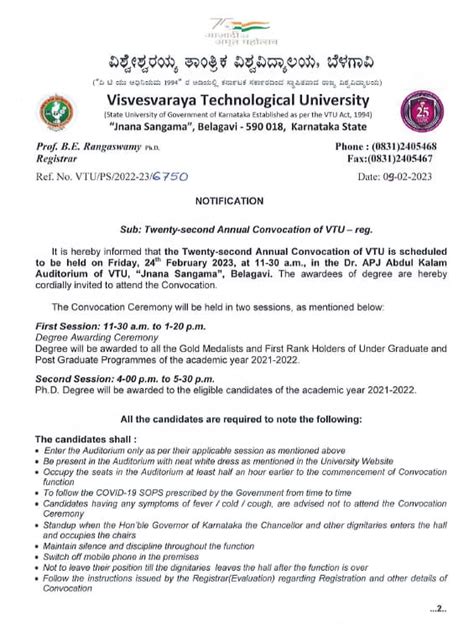 Vtu Convocation 2023 Extended