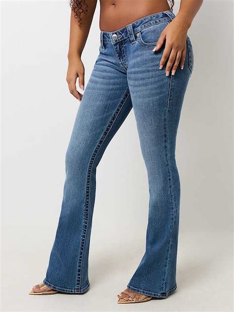 Joey Ultra Low Rise Flare Jean Medium Wash Stretch Flare Jeans Joey
