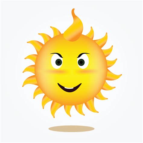 Sun Vector Cheerful Funny Cartoon Sun Funny Sun Tropical Island