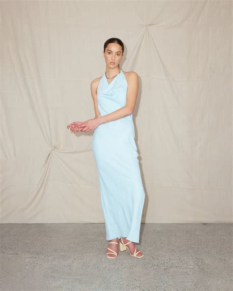 Benten Halter Dress Dolly Blue Ruby