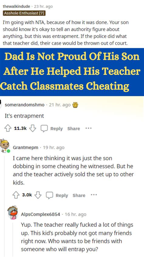 Dad Is Not Proud Of His Son After He Helped His Teacher Catch Classmates Cheating Artofit
