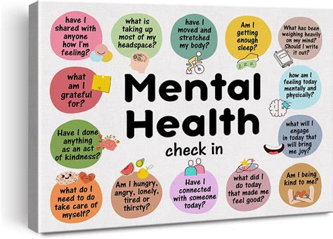Mental Health Inspirational Poster Canvas Wall Art For
