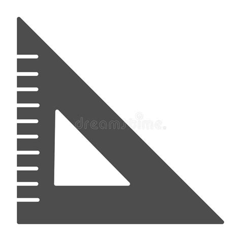 Geometric Triangular Ruler Solid Icon Stationery Concept Corner Straightedge Vector Sign On