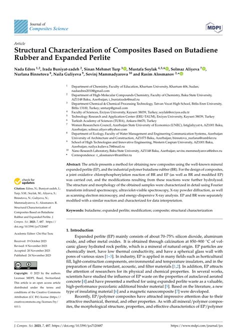 Pdf Structural Characterization Of Composites Based On Butadiene Rubber And Expanded Perlite