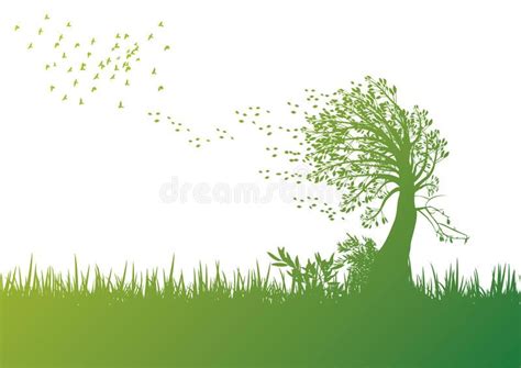 Windy Tree Vector Illustration