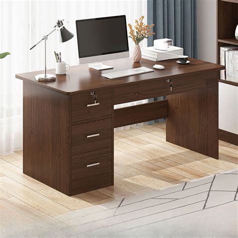 Computer Work Desk With Locking Drawer And Cpu Cabinet Butcher Block