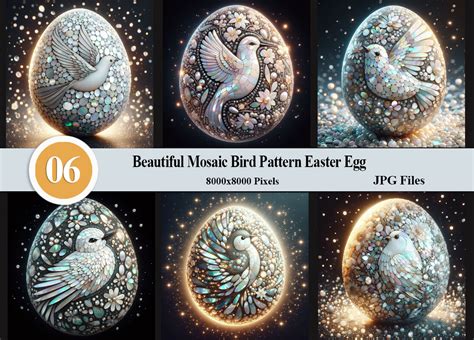 Beautiful Mosaic Bird Pattern Easter Egg Graphic By Felicitube