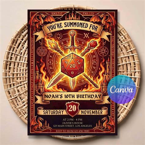 Dandd Birthday Invitation Dungeons And Dragons Ttrpg Party Digital