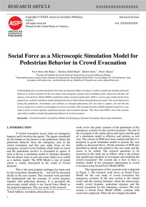 Pdf Social Force As A Microscopic Simulation Model For Pedestrian