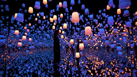 Forest Of Resonating Lamps One Stroke Fire On Ice Teamlab