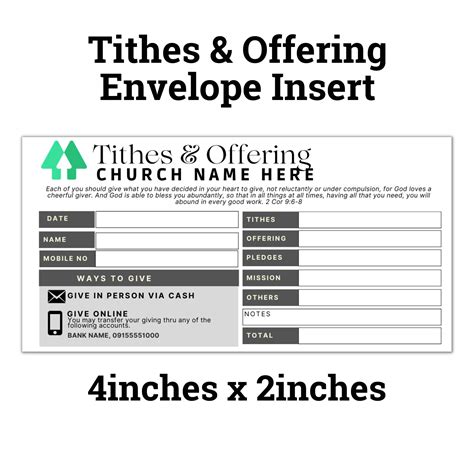 Tithes And Offering Envelope Insert Canva Editable Template Tithes