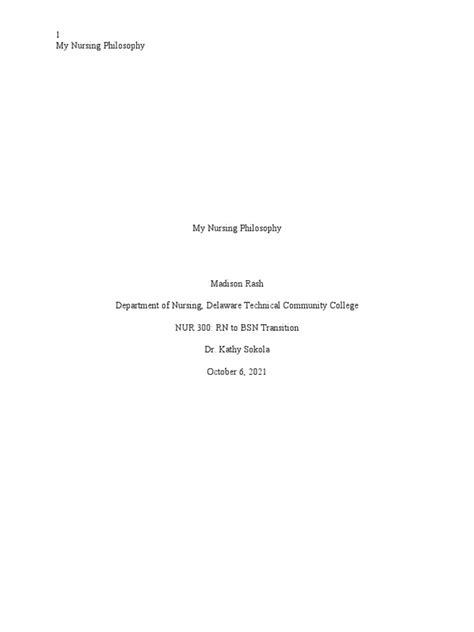 Nursing Philosophy Paper Pdf Nursing Patient