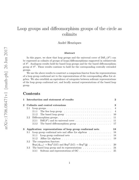 Pdf Loop Groups And Diffeomorphism Groups Of The Circle As Colimits