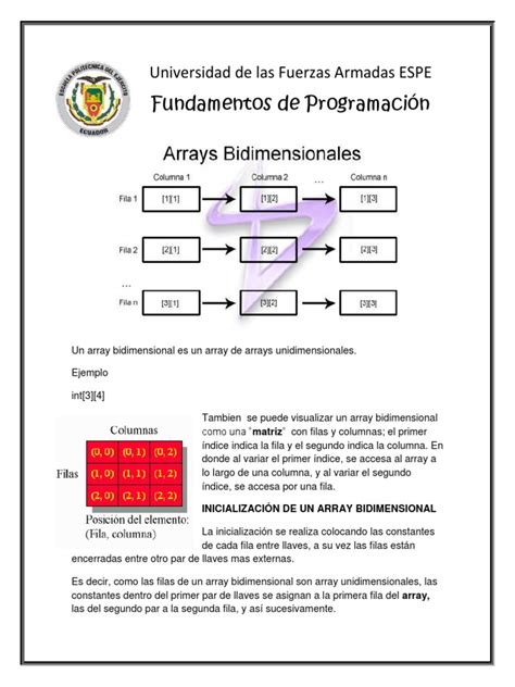 Array Bidimensionales Pdf Estructura De Datos De Matriz Puntero Programación De Computadora