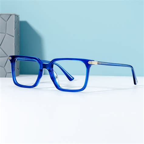 Thin Rectangle Glasses Frames In Blue Color