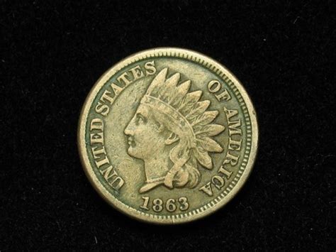 Old Coin Sale Vf 1863 Indian Head Cent Penny W Diamonds And Partial