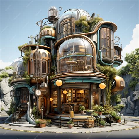 Premium Photo Stylized Solarpunk Building