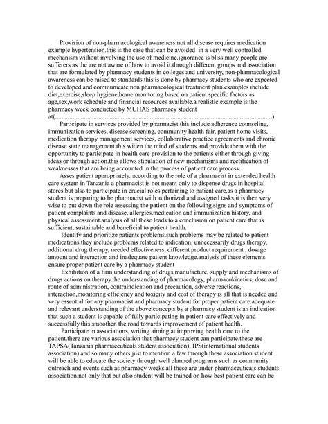 The Role Of Pharmacy Student Towards Patient Care Doc