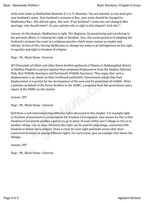 Ncert Solutions 2025 Class 9 Civics Chapter 5 Democratic Rights Question Answer Pdf Aglasem