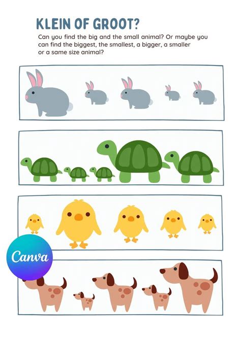 Thema Dieren Klein Of Groot Sprankel Online Early Math Preschool