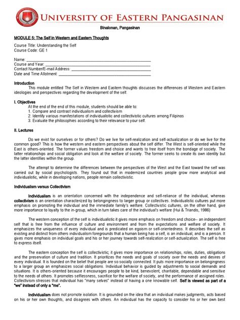 Uts Module 5 Pdf Collectivism Individualism