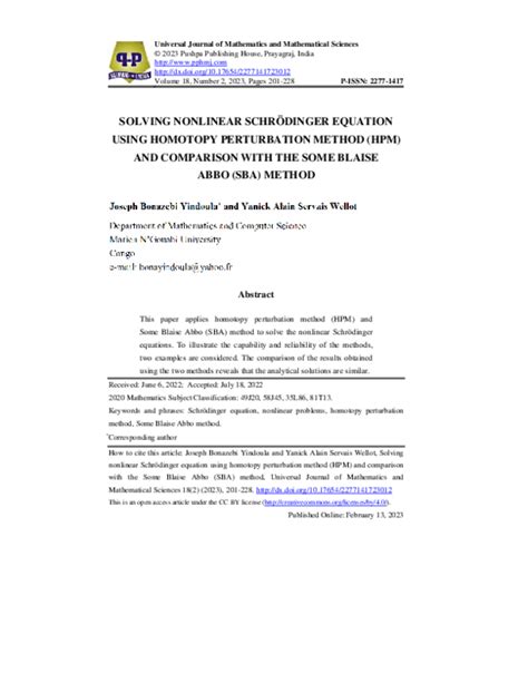 Pdf Solving Nonlinear Schrödinger Equation Using Homotopy