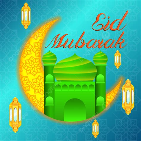 Eid Mubarak Con El Fondo De La Ilustración De La Mezquita Eid Mubarak Eid Mubarak Imagen De