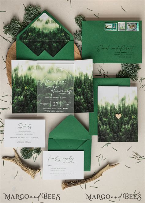 Forest Acrylic Wedding Invitation Suite Modern Rustic Wedding Invites