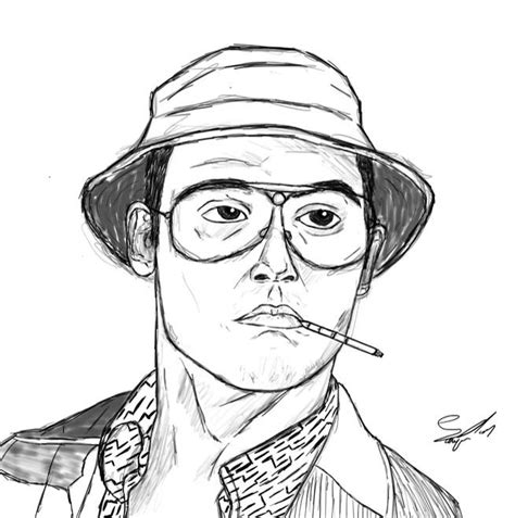 Raoul Duke From Fear And Loathing In Las Vegas By Me R Drawing