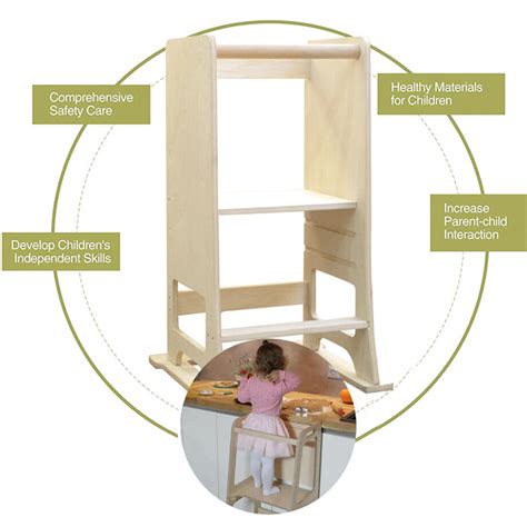 Montessori Wooden Kitchen And Bathroom Helper Step Stool Learning Tower