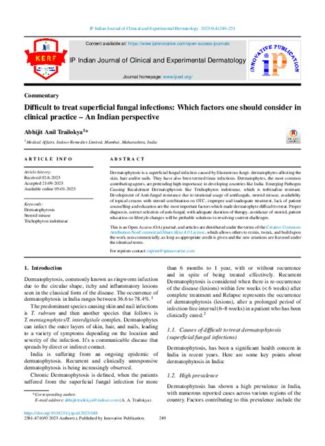 Pdf Difficult To Treat Superficial Fungal Infections Which Factors