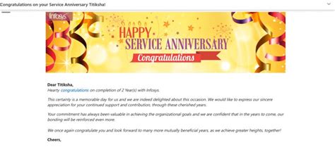 Titiksha Ravindra W On Linkedin Workanniversary Infosys Twoyears