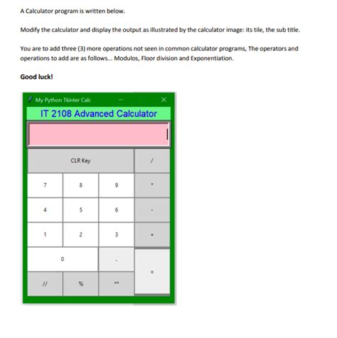 A Calculator Program Is Written Below Modify The Chegg