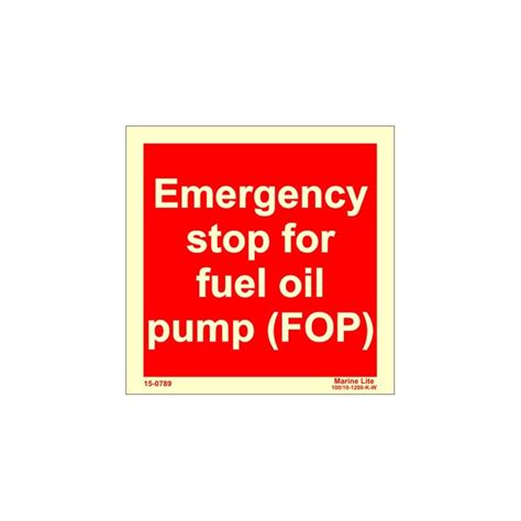 Emergency Shutdown For Fuel Pump 150x150mm Material Symbol Photoluminescent Self Adhesive Vinyl