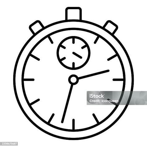 스톱워치 타이머 얇은 선 아이콘 스포츠 게임 개념 벡터 그래픽입니다 흰색 배경에 시계 기호 스타일 모바일 또는 디자인 2 위 상