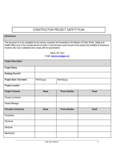 Construction Safety Plan Template