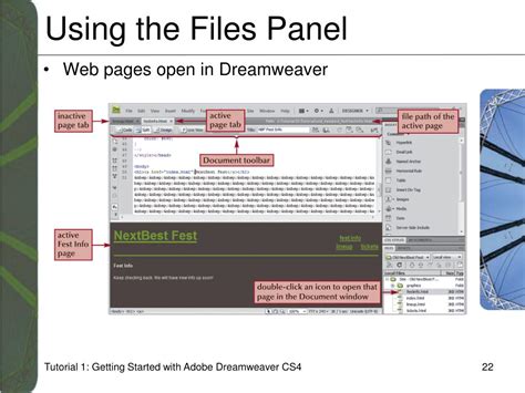 Ppt Tutorial 1 Getting Started With Adobe Dreamweaver Cs4 Powerpoint