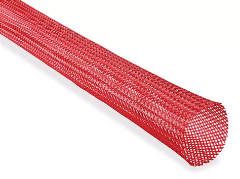 Braided Expandable Cable Sleeve 1 14 Red S 26187r Uline