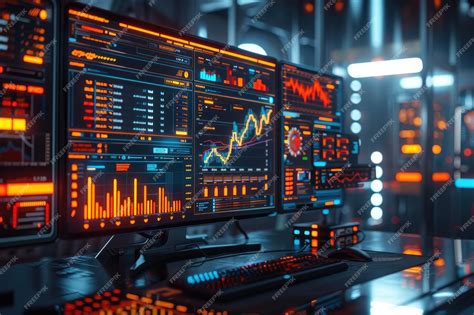Multiple Screens Displaying Advanced Trading Data And Analytics In A Futuristic Workstation With