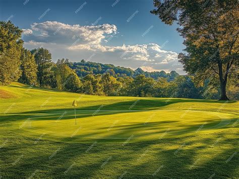 Golf Course With Green Fairways And Scenic Views Premium Ai Generated